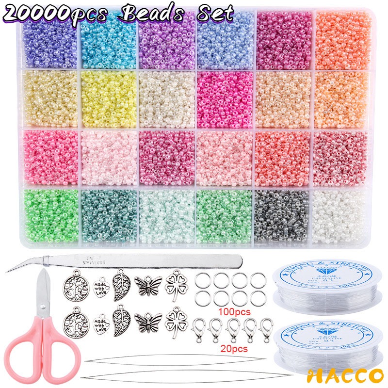 【SG】20000pcs 24Grid Bead Set Friendship Bracelet Necklace Making DIY ...