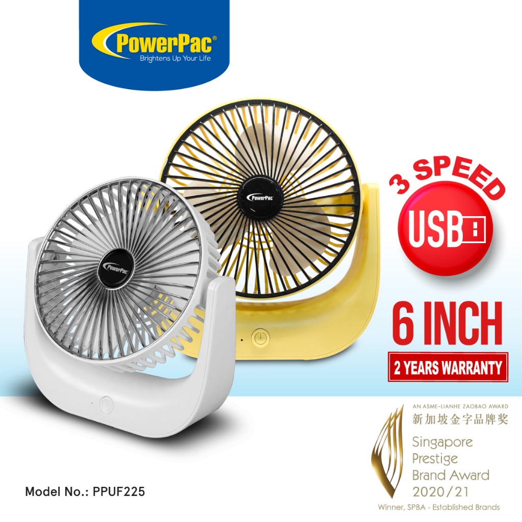 PowerPac 6" Table Fan – USB, Rechargeable, Portable Wireless, Strong ...