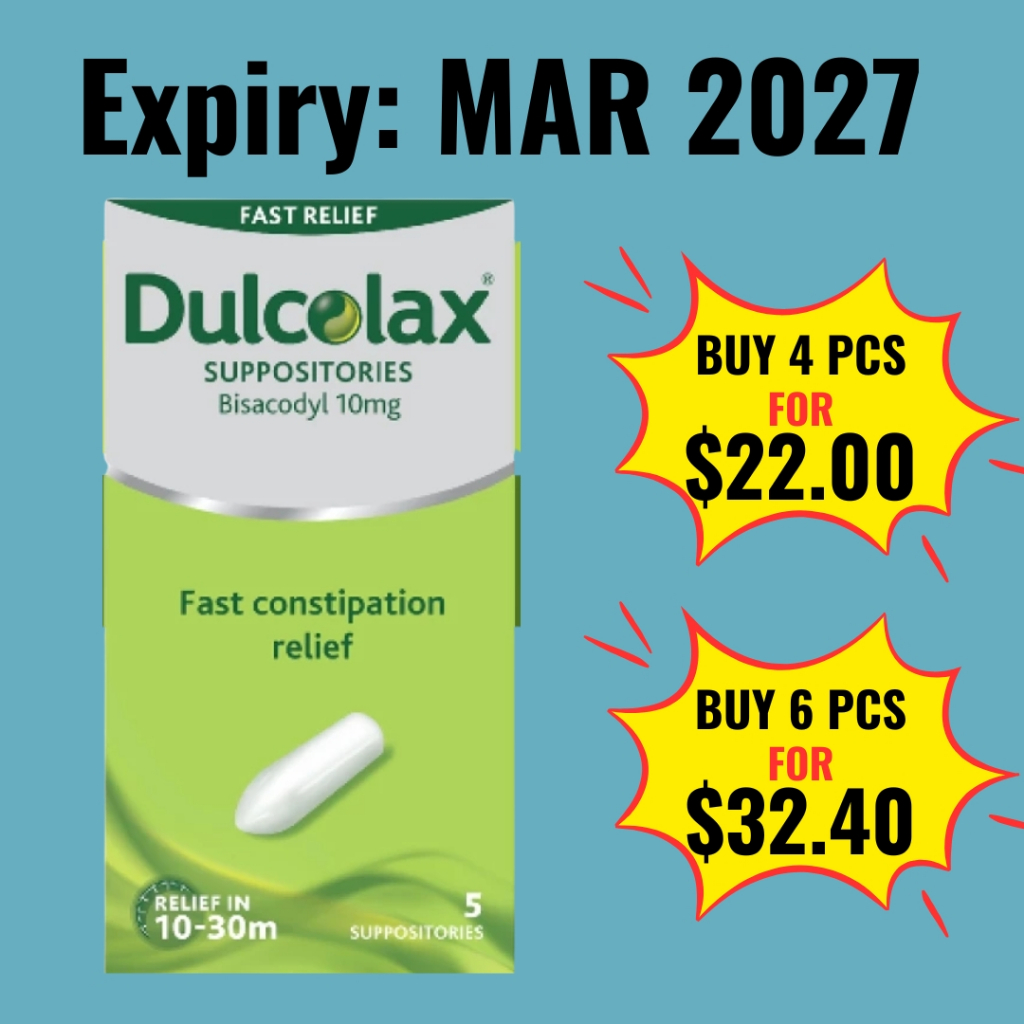 Dulcolax 5's Suppositories Bisacodyl 10mg Effective Constipation Relief ...