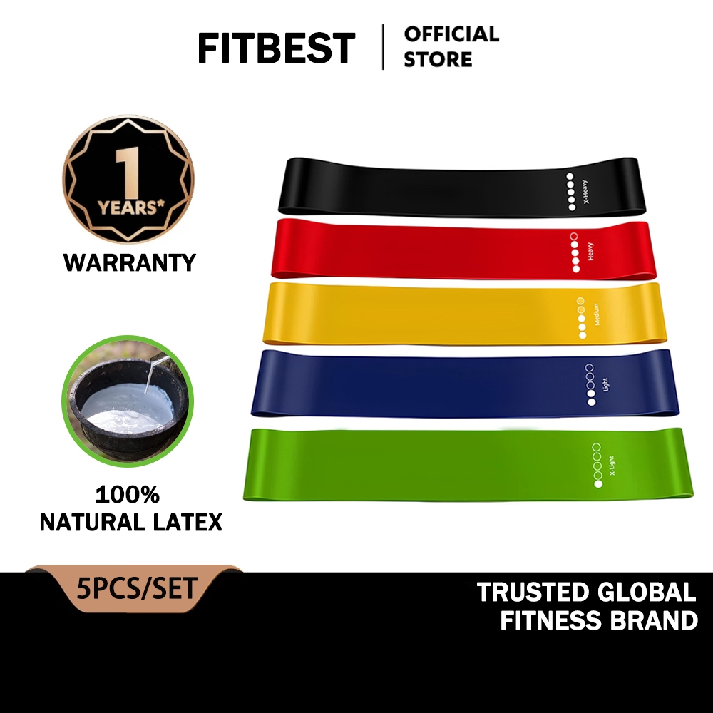 Fitbest 5PCS Resistance Band Set, 100% latex exercise band, elastic ...