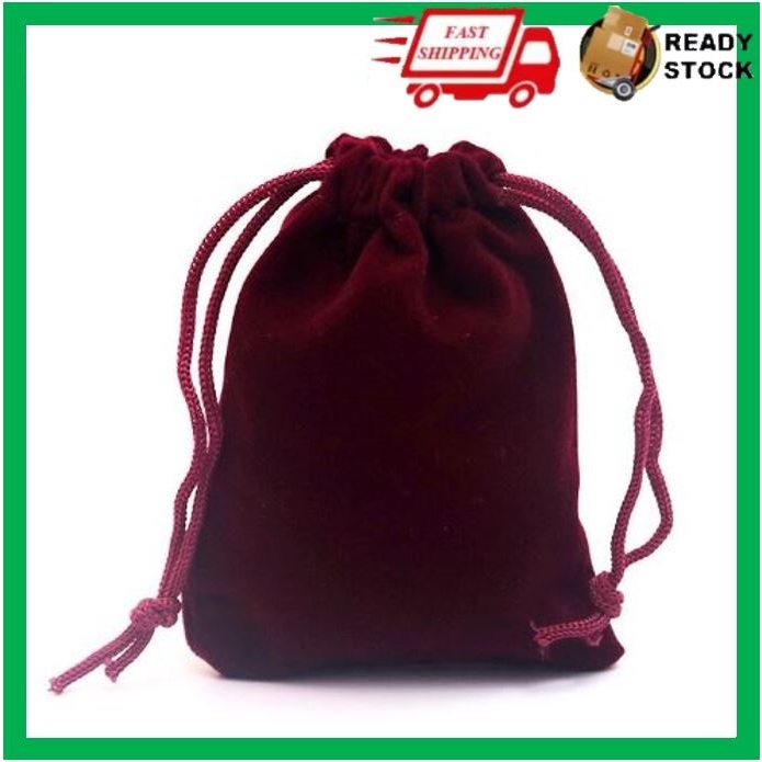 (5 pcs in a pack) Velvet Drawstring Pouch/Bag (Wine Red) | Shopee Singapore