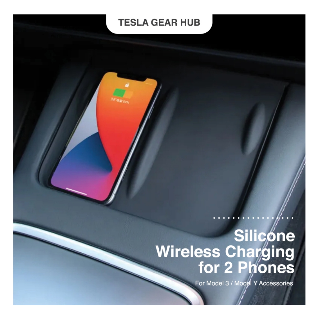 Tesla Model 3/Y Accessories - Silicone Wireless Charging for 2 Phones ...