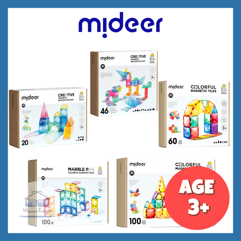 [SG STOCK] Mideer All Colourful Magnetic Tiles Block Toys 20PCS / 46PCS ...