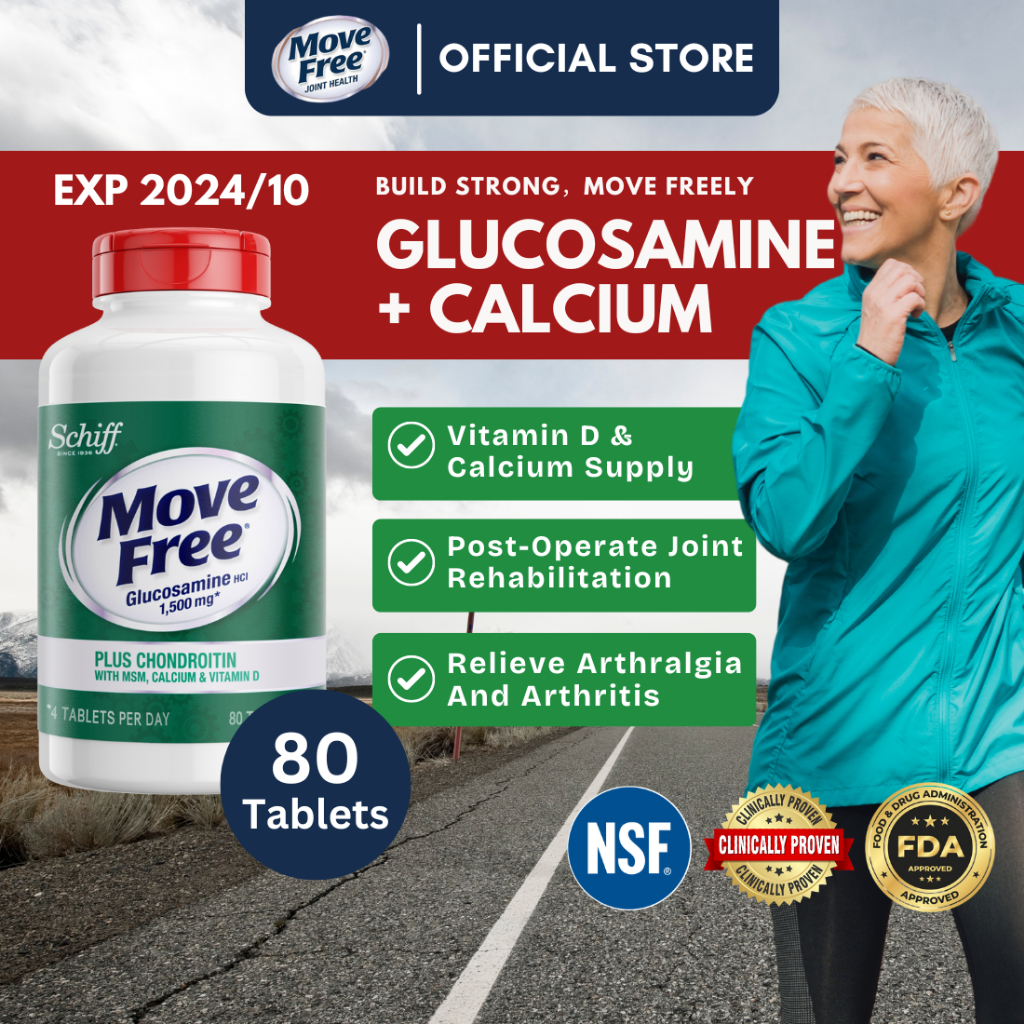 Move Free Glucosamine 5-in-1 with MSM, Calcium & Vitamin D Supplement ...
