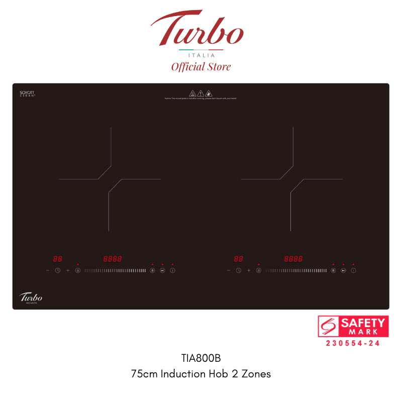 Turbo Italia - TIA800B 75cm 2 zones induction hob with touch control ...