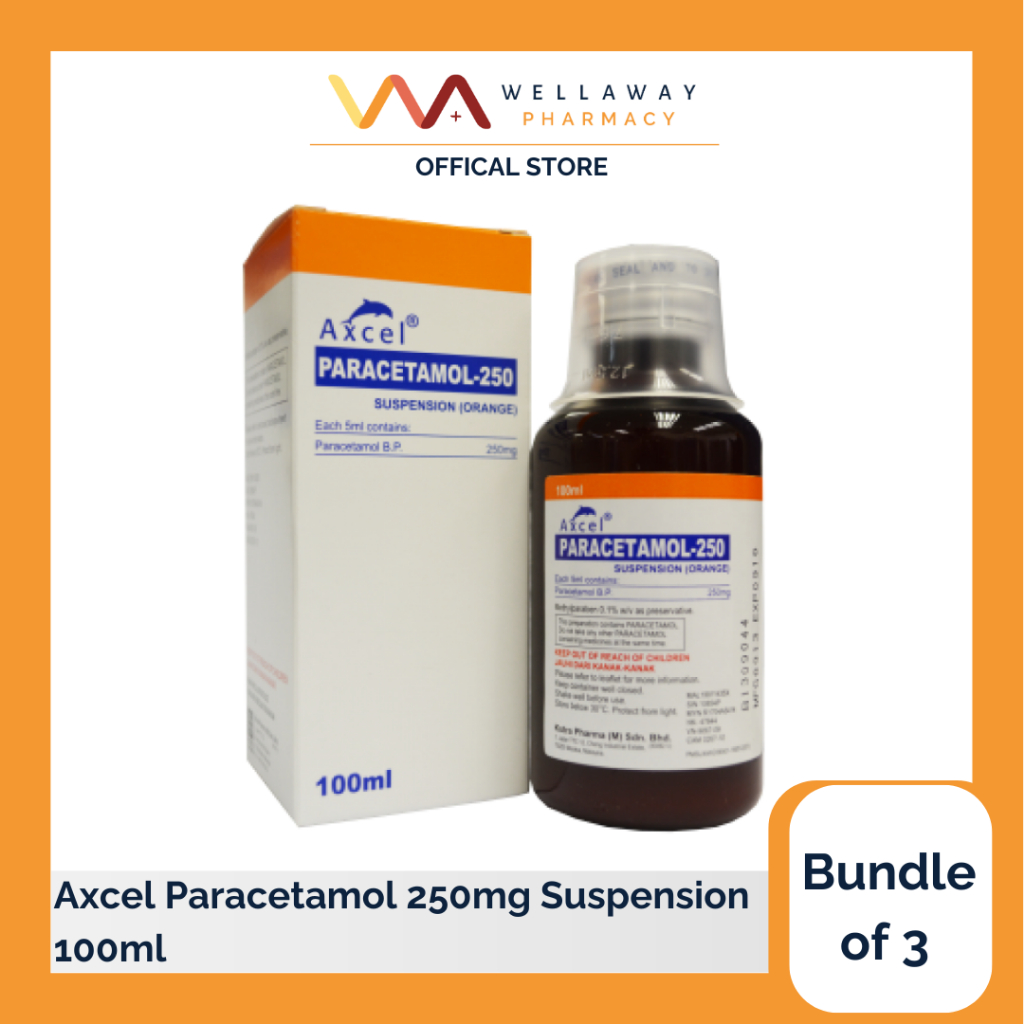 [BUNDLE OF 3] Axcel Paracetamol 250mg Suspension 100ml [Relief fever ...