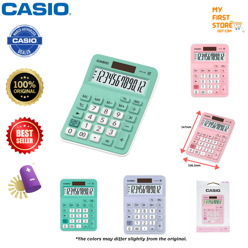 Genuine Casio MX-12B Value Series Mini Desk Type Calculator 12 digits 2-way power (solar/battery ...