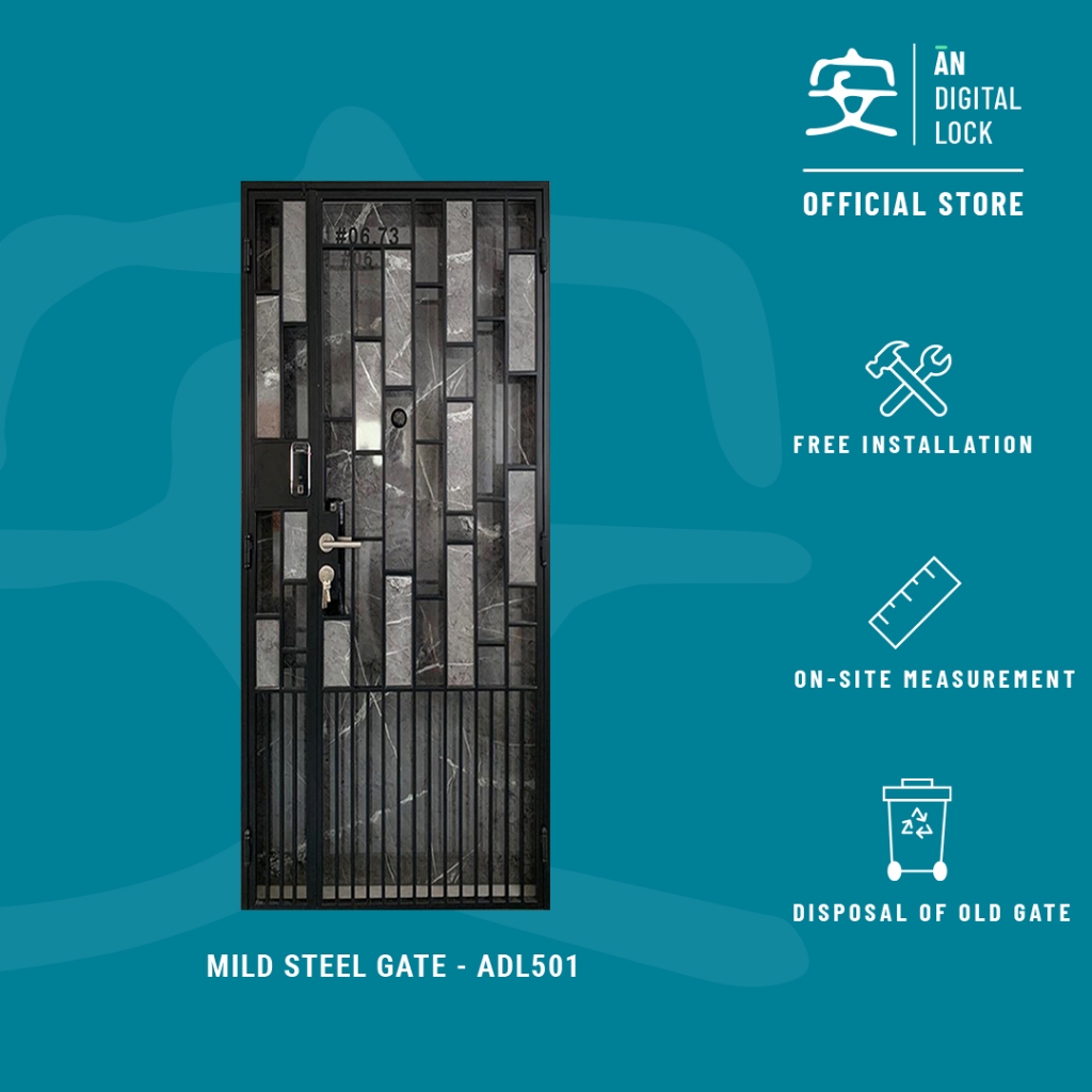 Mild Steel HDB Metal Gate (ADL501) | AN Digital Lock | Shopee Singapore