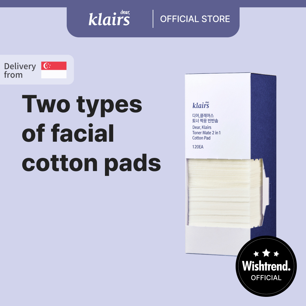 [Klairs] Toner Mate 2 in 1 Cotton Pad, 120ea | Shopee Singapore