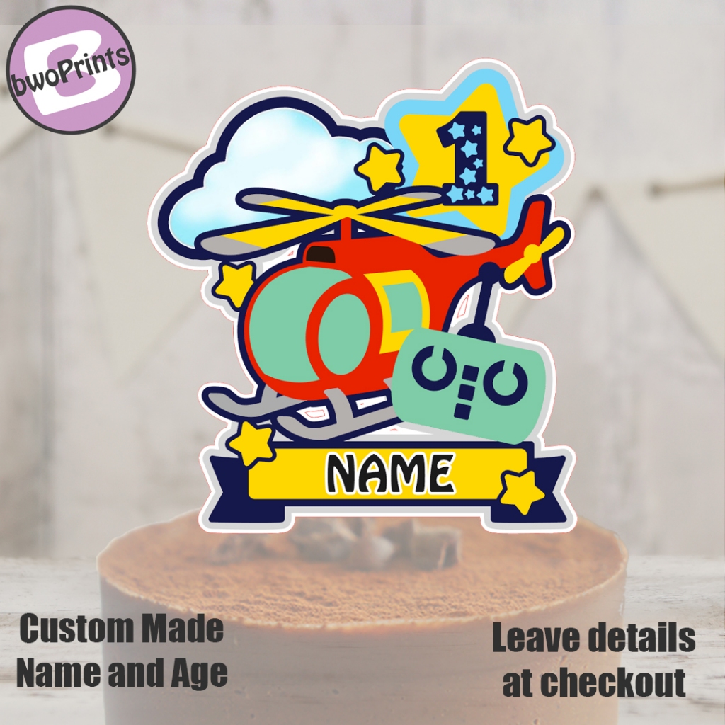 Aircraft Air Force Helicopter Copter Happy Birthday Cake Topper Cupcake ...