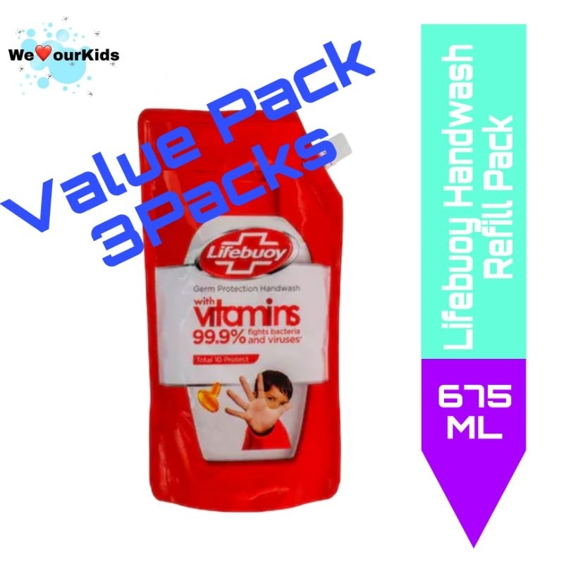 Lifebuoy handwash refill pack 675ml x3 packs | Shopee Singapore