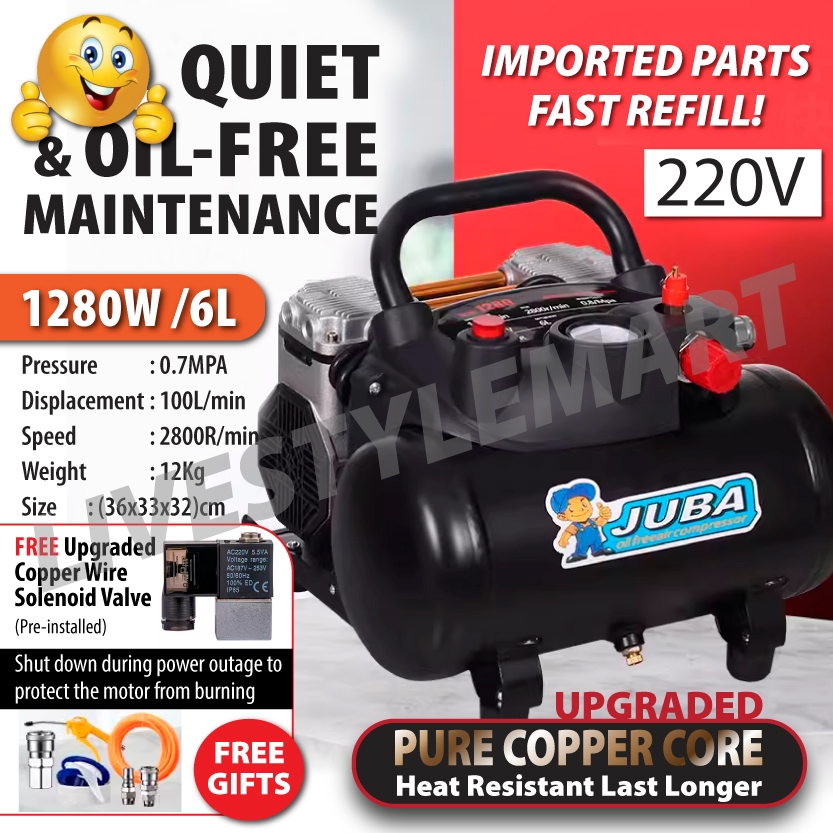 JUBA 1280w 6 liters pure copper core oil free compact tabletop air ...