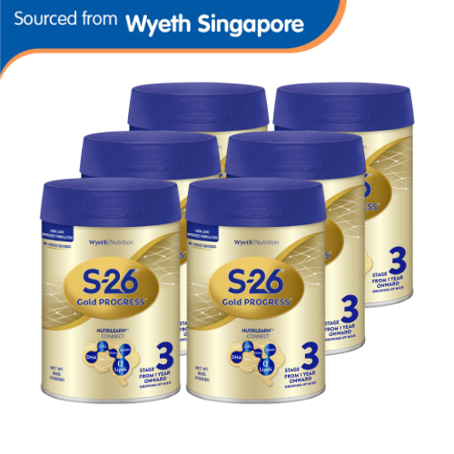 [Carton of 6] Wyeth S-26 Gold Progress Stage 3 Growing Up Milk Formula 900g | Shopee Singapore