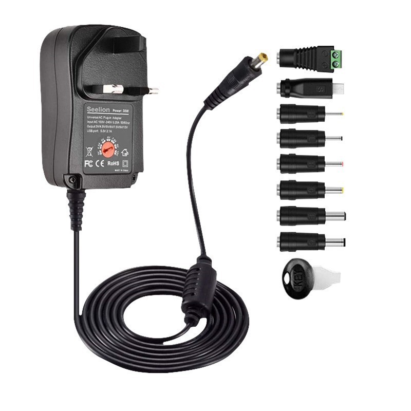 Adjustable Power Supply AC DC 12V 9V 7.5V 6V 5V 4.5V 3V 30W 2.5-10A ...