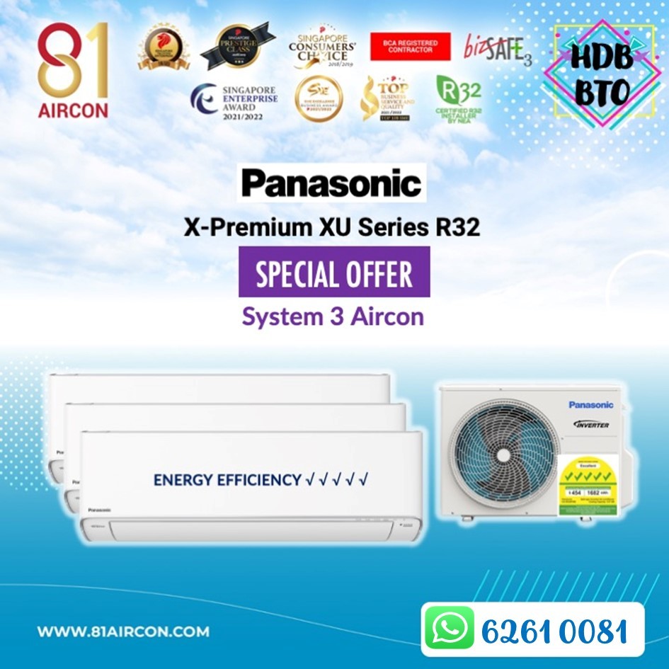 81Aircon【Panasonic】R32 XU Series System 3 (5 Ticks) Wifi Build In ...