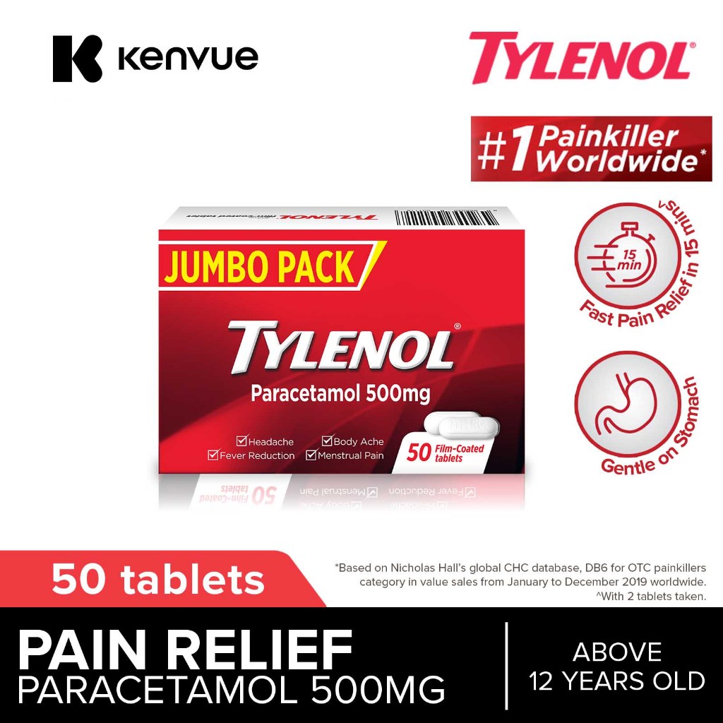 Tylenol Paracetamol 500mg 50 Film-Coated Tablets | Shopee Singapore