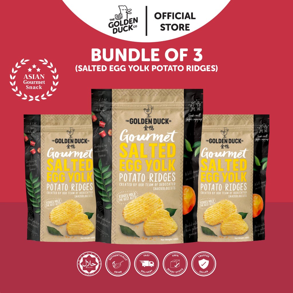 [Bundle of 3] The Golden Duck Salted Egg Yolk Potato Ridges Potato ...