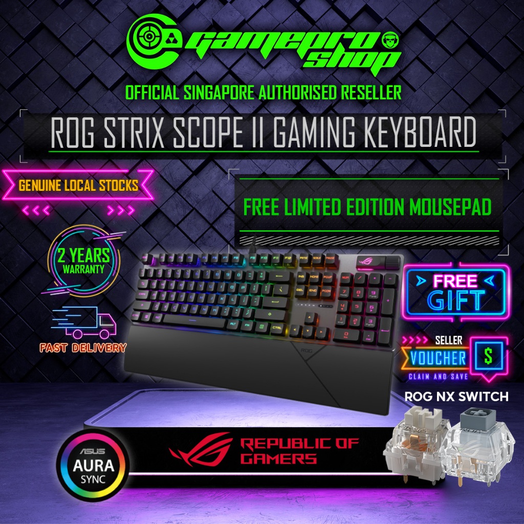 [Free Gift] ASUS ROG Strix Scope II Wired Gaming Keyboard / ROG NX ...