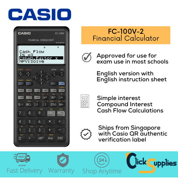 Casio FC-100V / FC100V Financial Calculator FC-100V-V2 2nd Edition For ...