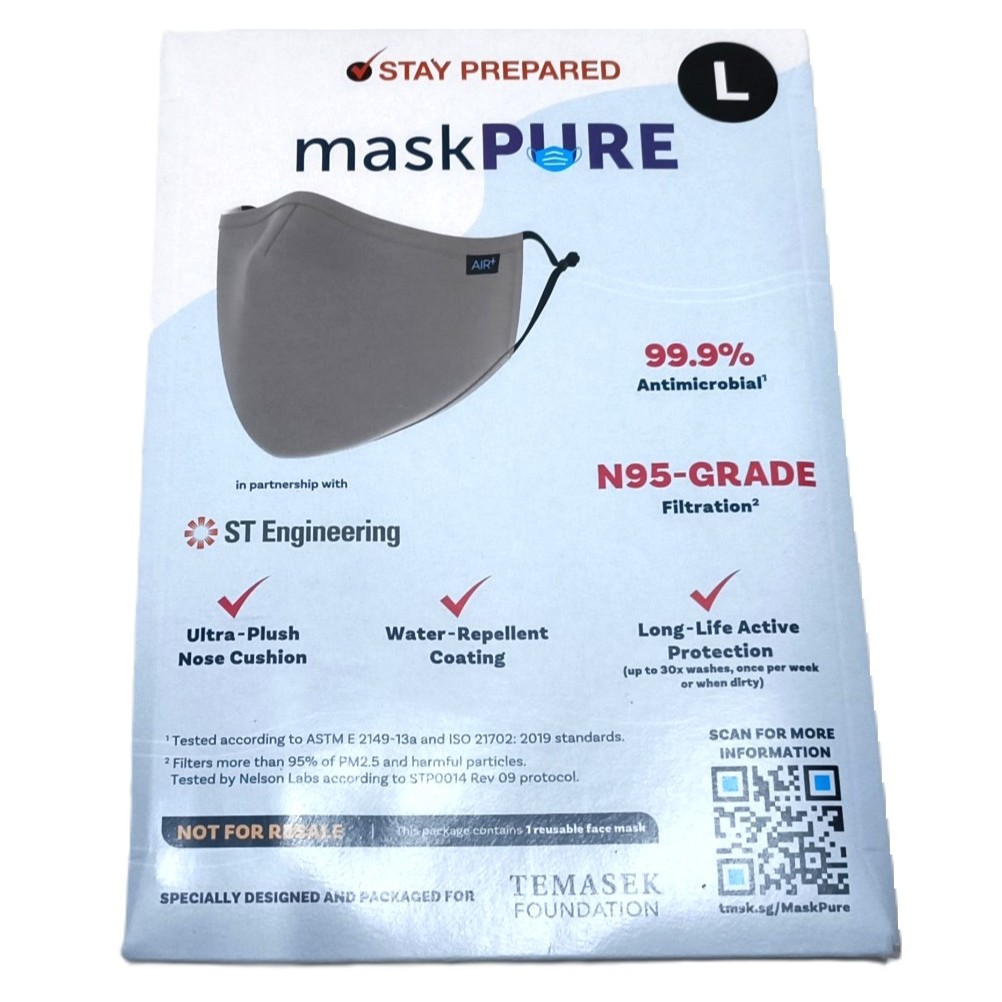 Expired but still usable Temasek Foundation x ST Engineering Maskpure N95 grade reusable cloth ...