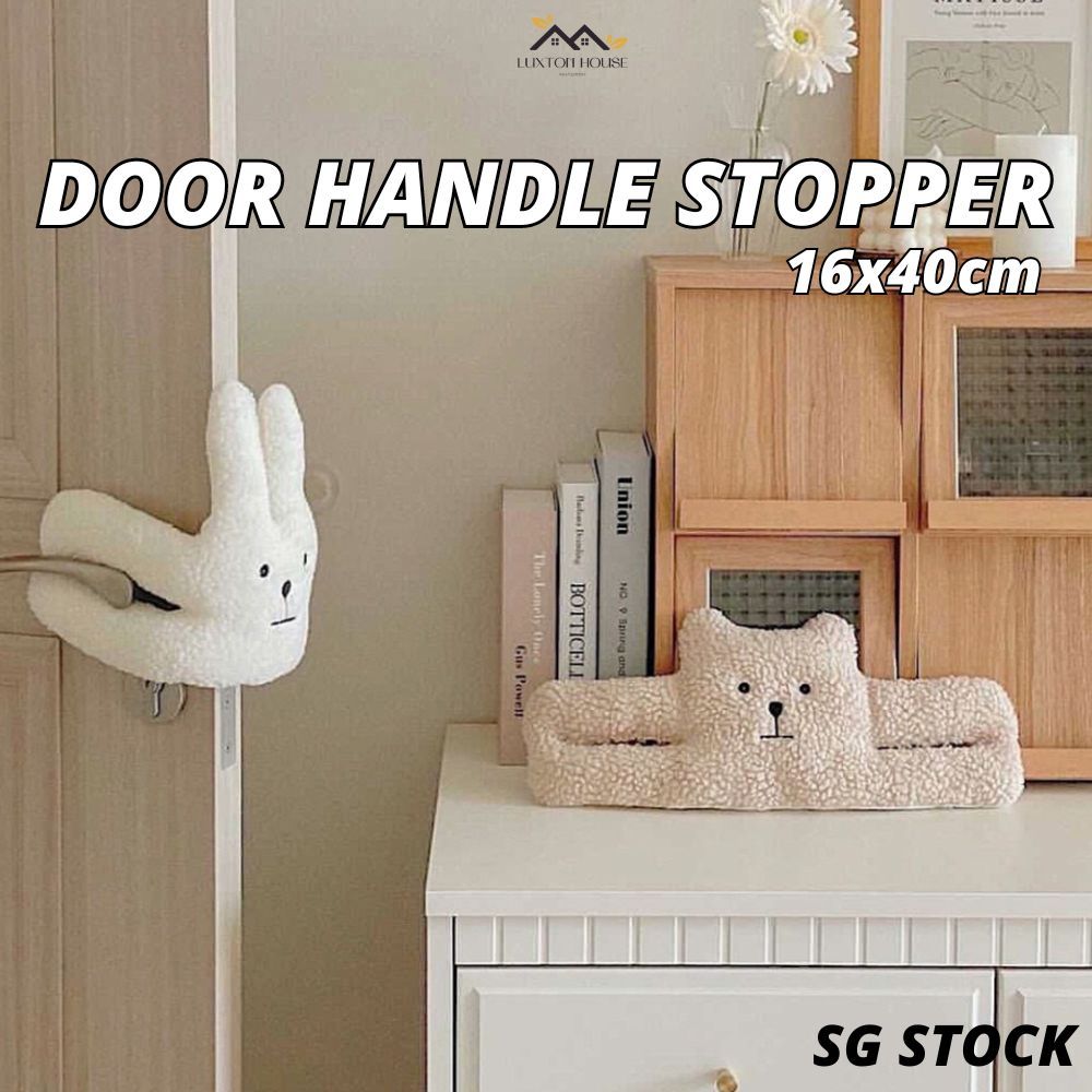 {SG} Door Handle Stopper Anti-Clip Doorstop Cartoon Plush Animal Door ...