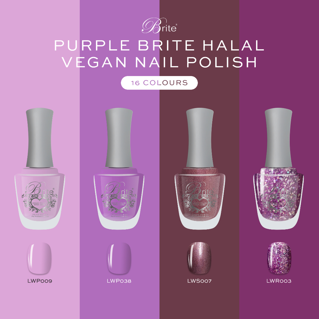 Brite Halal Vegan Nail Polish - Purple (Breathable, Wudhu Friendly ...