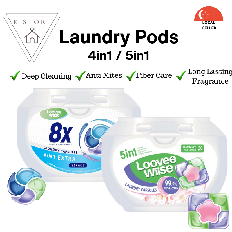 Laundry Pods 5-in-1 | 4-in-1 | Laundry Capsules | Detergents | 36 Pods ...
