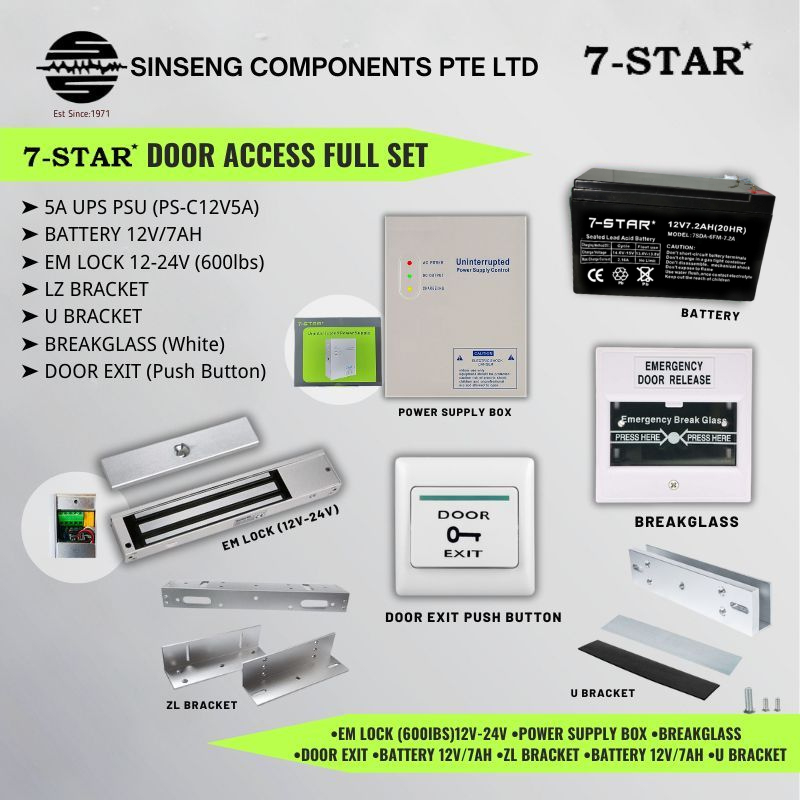 7-STAR* Door Access Full Set 5A UPS Power Supply •12V 7AHBattery •EM ...