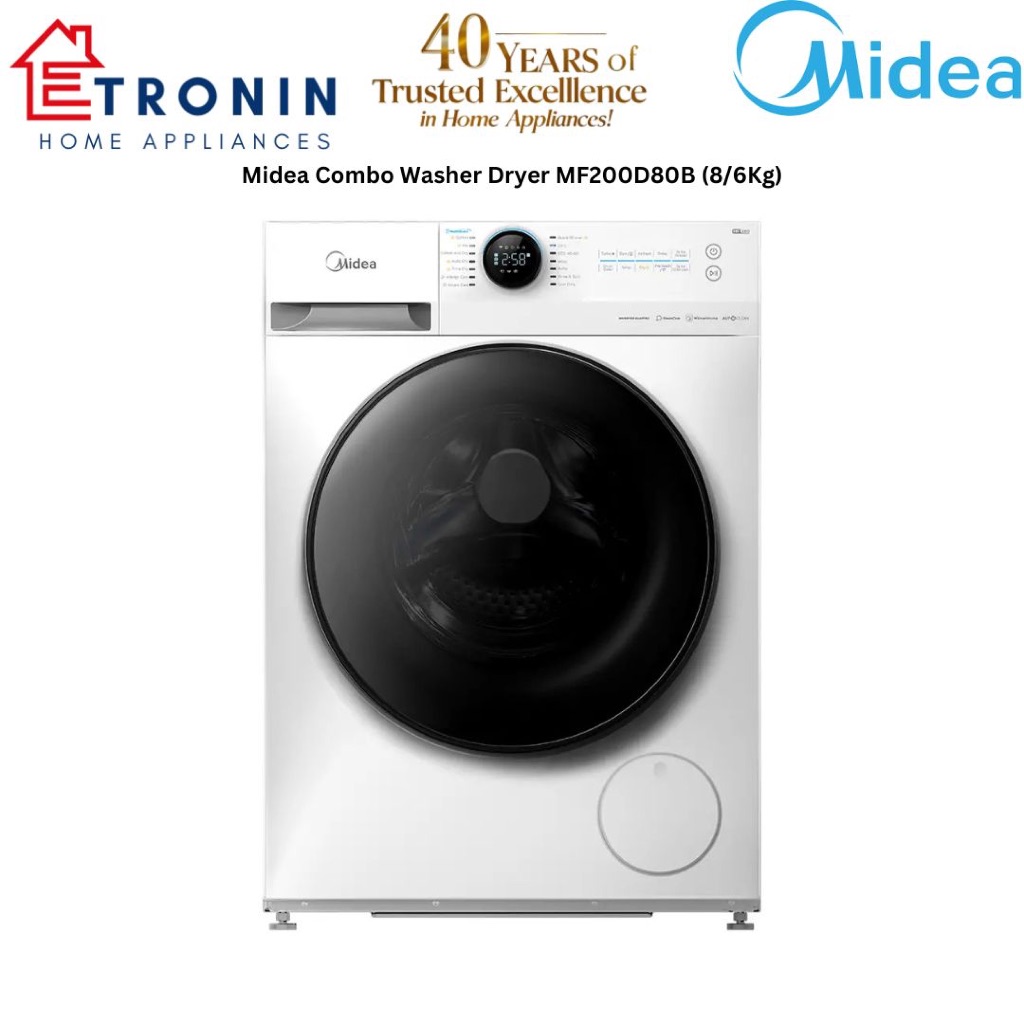 Midea Combo Washer Dryer MF200D80B (8/6Kg) | Shopee Singapore