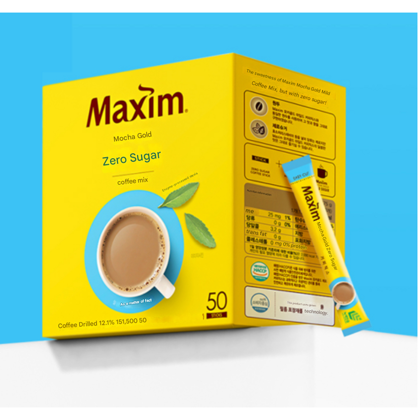 Maxim Mocha Gold Zero Sugar Coffee Mix 11.5g x 50 Sticks – Korean ...