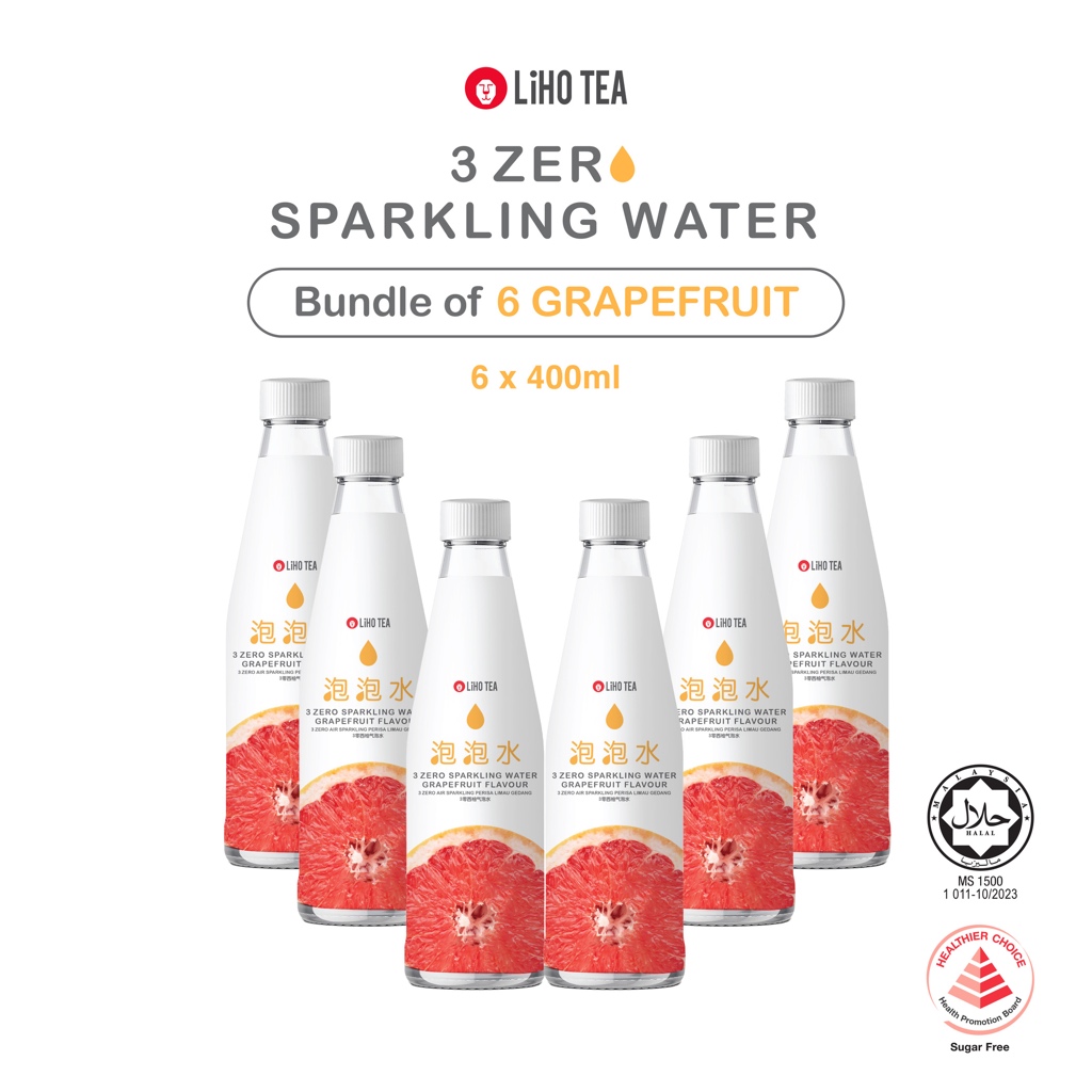 [Bundle of 6] LiHO TEA Sparkling Water Grapefruit Flavoured 400 ml ...