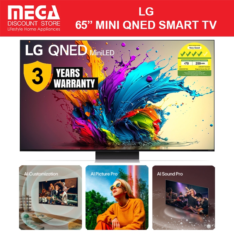 LG 65QNED91TSA 65" MINI QNED 4K SMART TV + FREE WALL MOUNT | Shopee ...