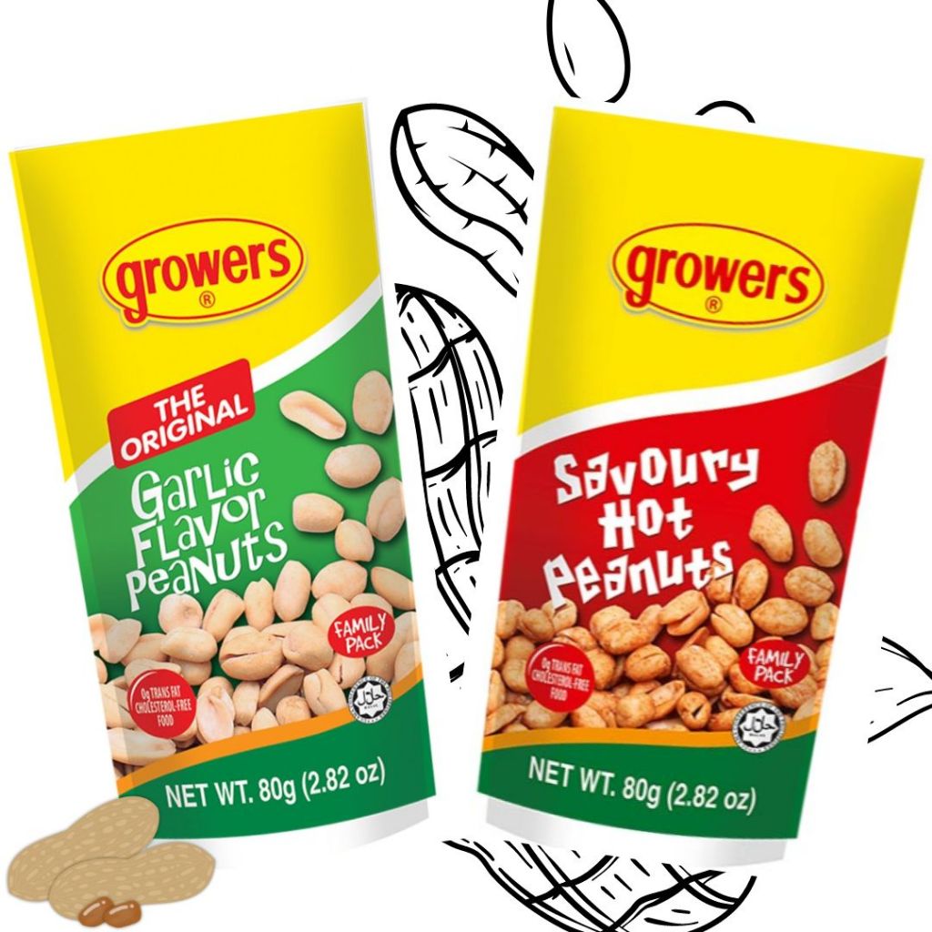 GROWERS NUTS (Garlic Flavor Peanuts | Savoury Hot Peanuts) (80g) [SG ...