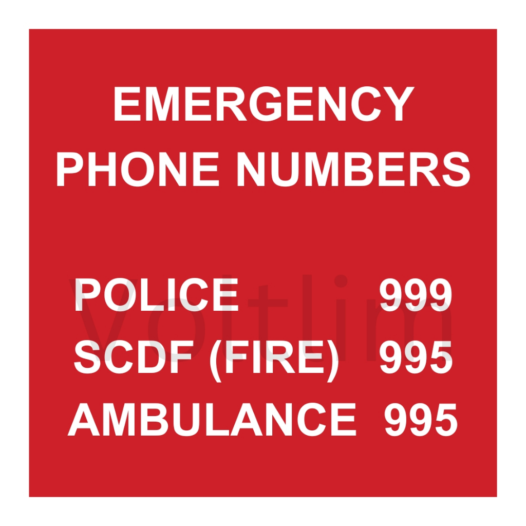 Emergency Phone Numbers Label Sticker 100mm x 100mm Voltlim SKU 1073 ...