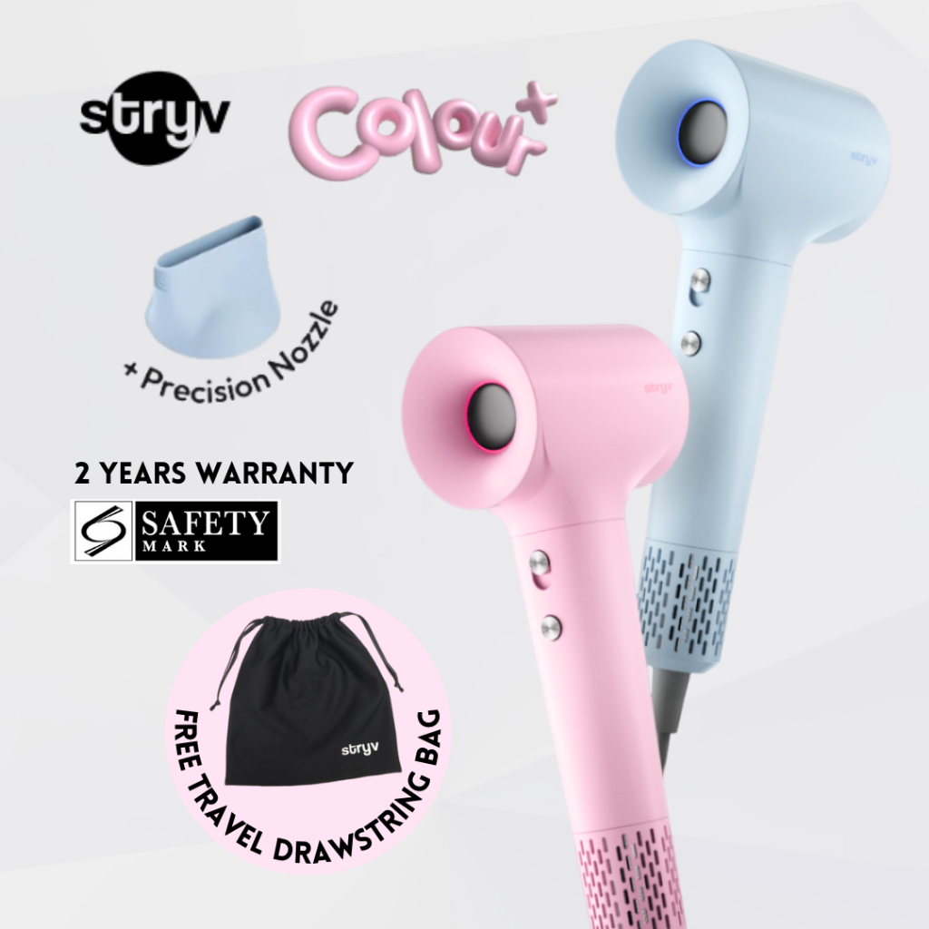 (NEW!) Stryv's Colour + Hair Dryer | Ionic technology | Fast-drying | Intelligent 3 heat ...