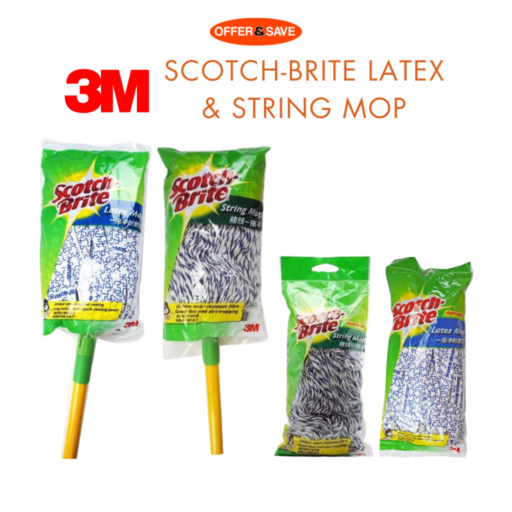3M Scotch-Brite Non-Woven R2 Latex Mop / Cotton String Mop / Refill ...