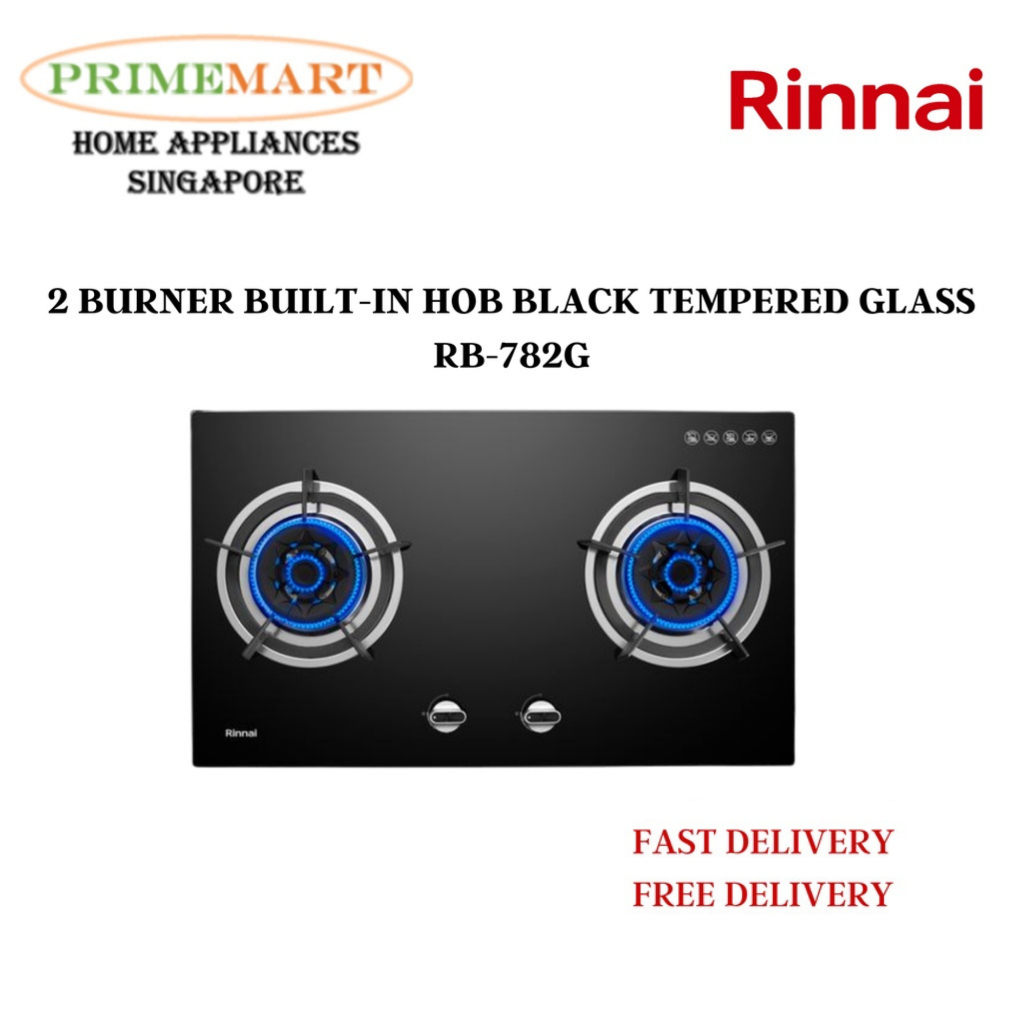 RINNAI 2 BURNER BUILT-IN HOB BLACK TEMPERED GLASS RB-782G - 2 YEAR WARRANTY *INSTALLATION ...