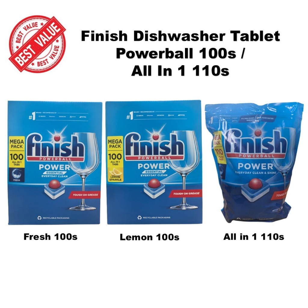 Finish Dishwasher Tablets PowerBall All In One 110s / Power Essentials ...