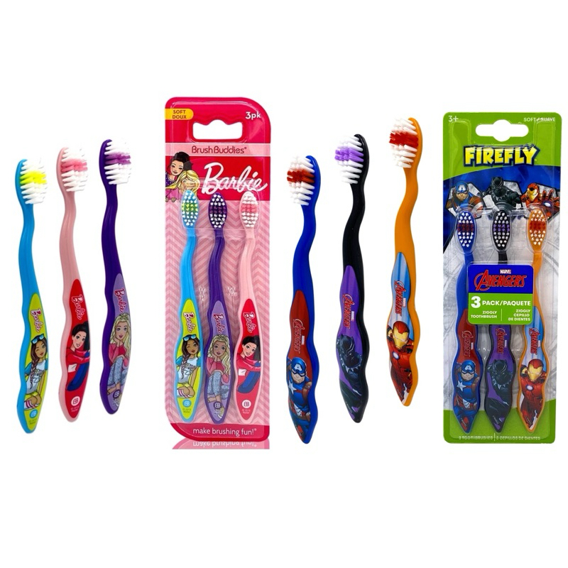 Brush Buddies/Firefly Barbie/Avengers 3-pc Value Pack Toothbrush 3-12 ...