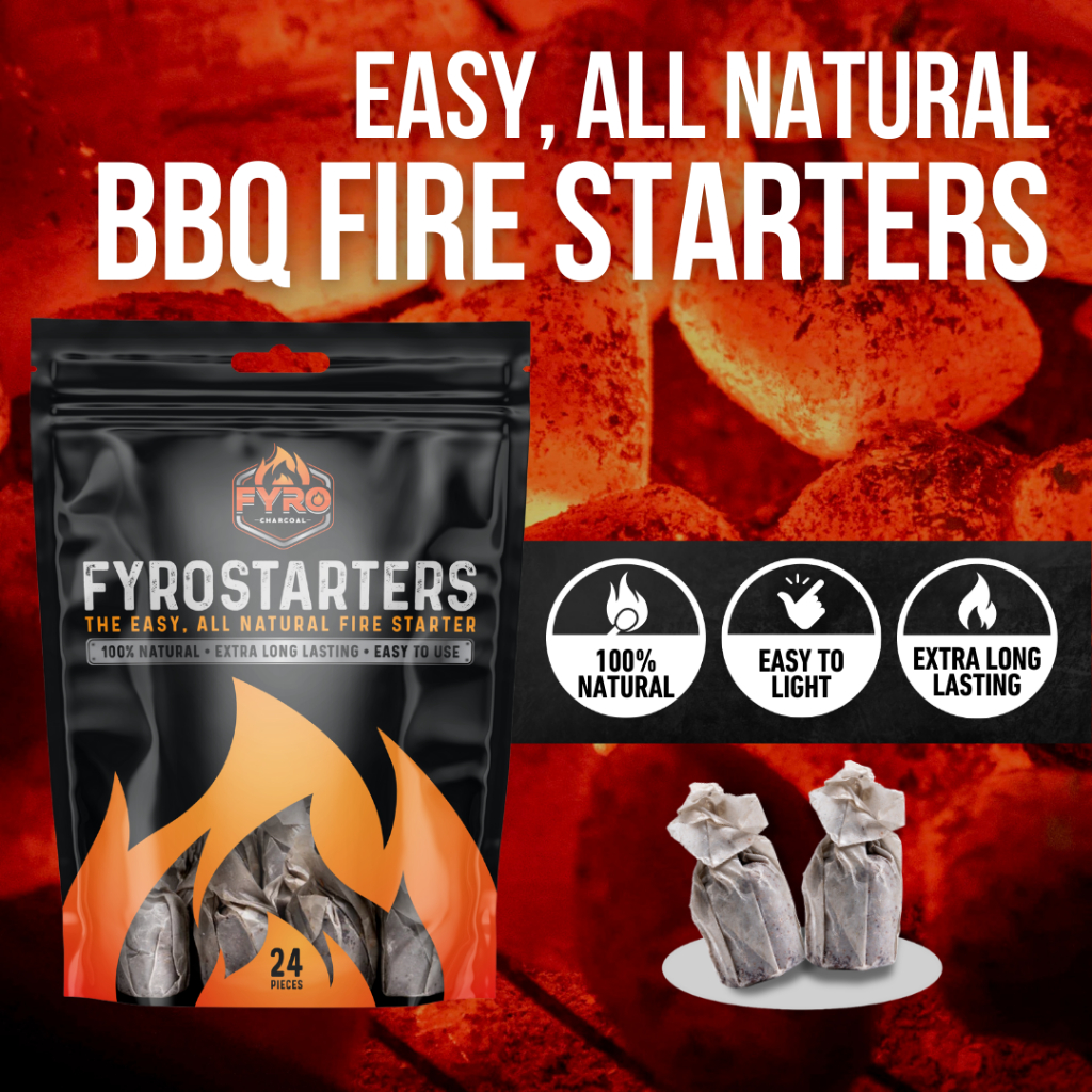 FYROstarters Natural Fire Starters for BBQ (24pcs) – Long Burn, Easy ...