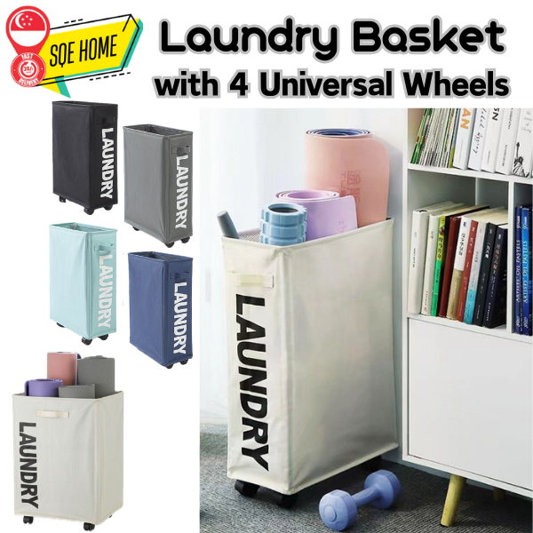 🇸🇬SG Stock🇸🇬 Laundry Basket with 4 Universal Wheels Folding Storage ...