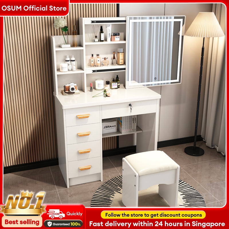 LED Dressing Table Bedroom Nordic Dressing Table Locker One-piece ...