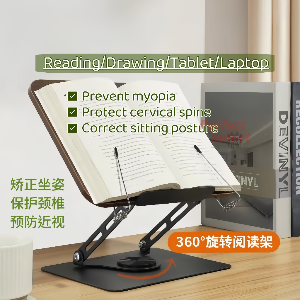 Ready Stock Reading Stand Book Stand Drawing Board Foldable Rotation ...