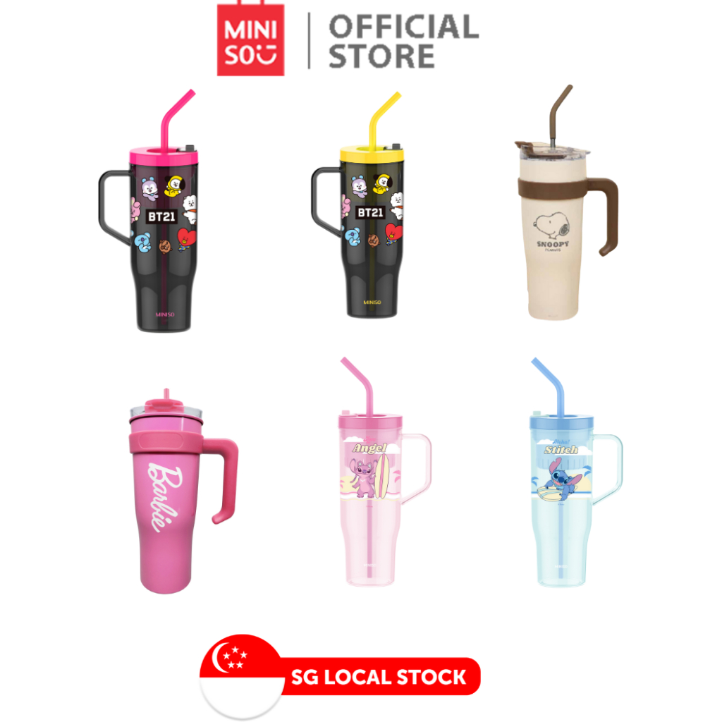 MINISO Collection Plastic Tumbler with Straw/BT-21/Disney Lilo & Stitch ...