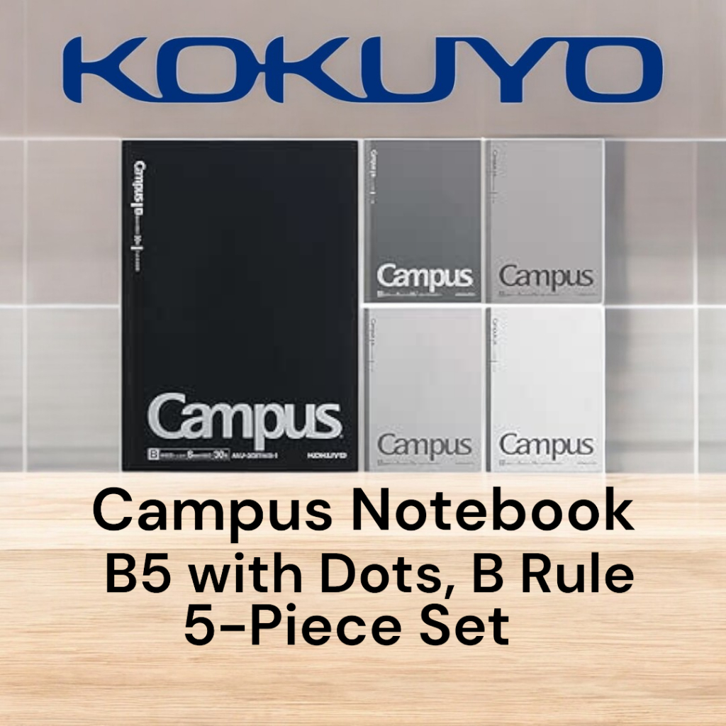 KOKUYO Campus Notebook B5 with Dots, B Rule, 5-Piece Set, Gray/Black ...