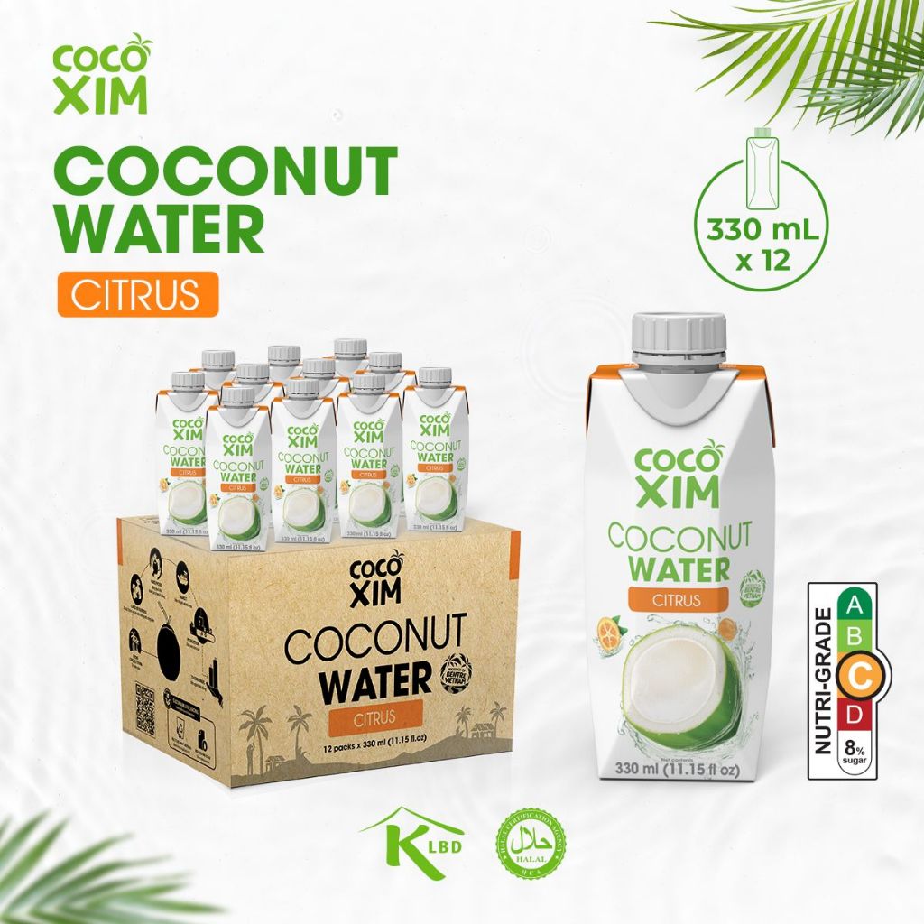 Cocoxim Conventional Coconut Water with Citrus 330ml x 12 packs (Carton) | Shopee Singapore