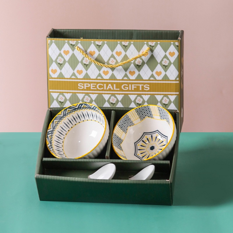 Ceramic Bowl Plate Gift Set Housewarming Wedding Door Gift Chinese New ...