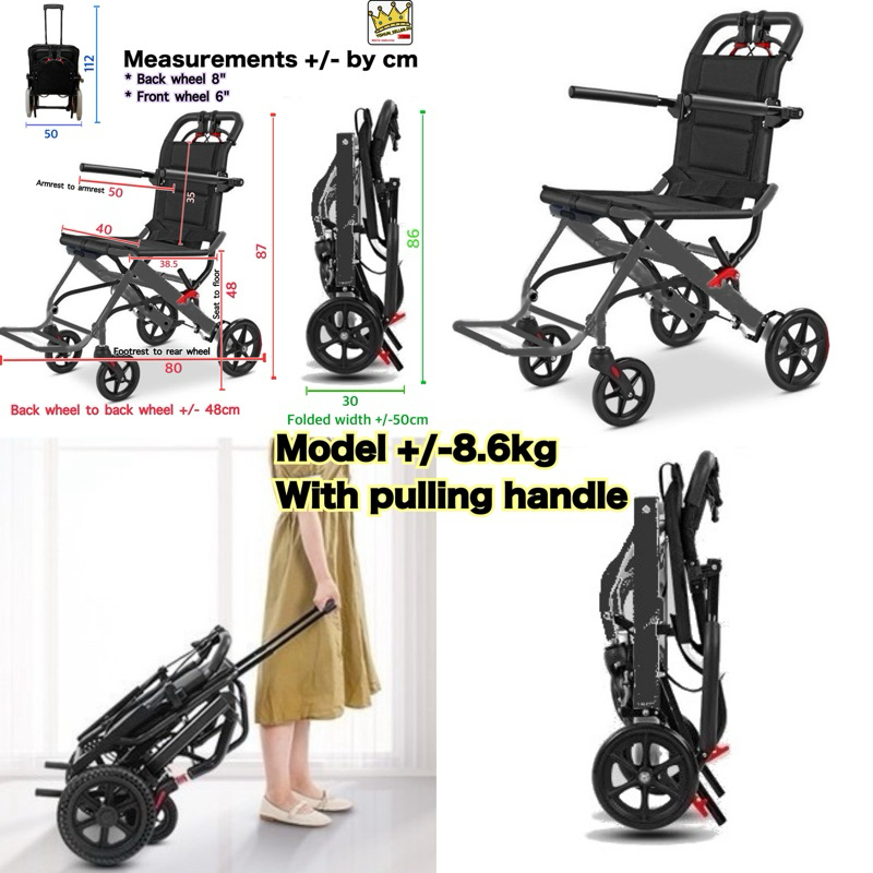 Wheelchair super lightweight portable foldable durable travel push ...