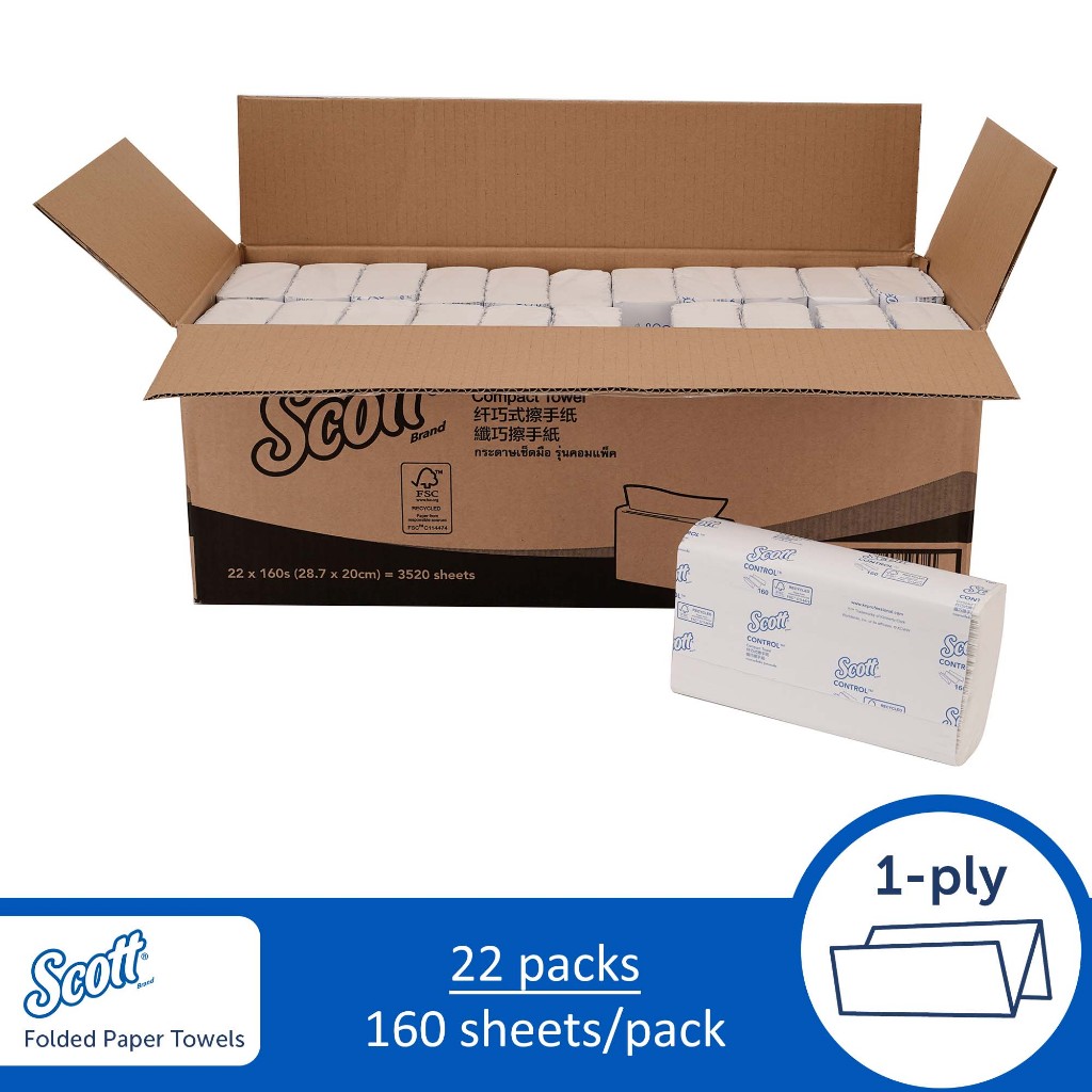 Scott Control Compact Paper Towels - Multifold, 27011 White 1-Ply, 22 ...