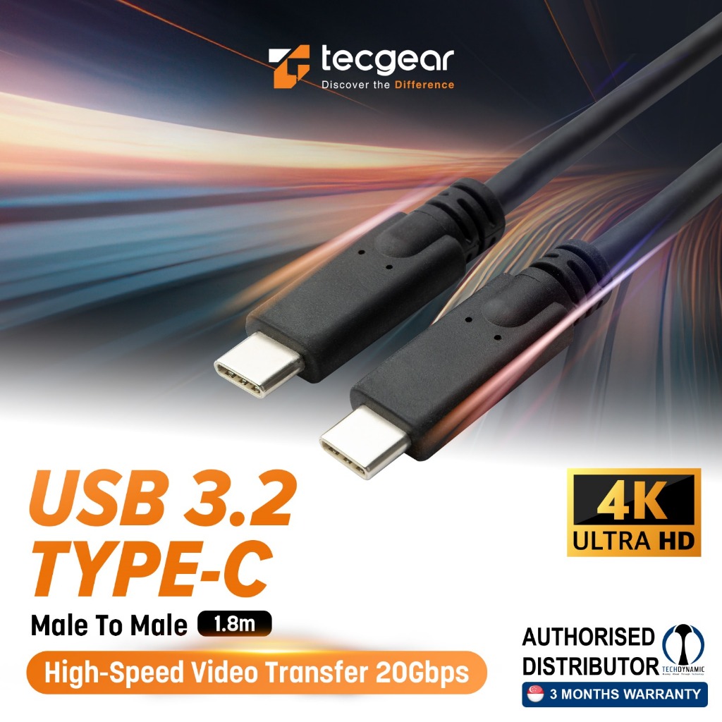 Tecgear Type-C 3.2 Gen 1 Cable Male to Male, 1.8 Meter Bulk Pack ...